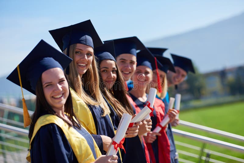 Young Graduates Students Group Stock Image - Image of certificate, high ...