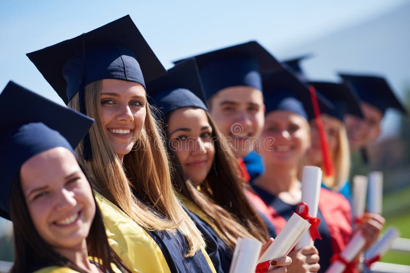 Young Graduates Students Group Stock Photo - Image of portrait, female ...