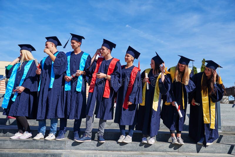 Young Graduates Students Group Stock Photo - Image of gown, high: 57801904