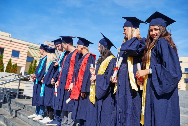 Young Graduates Students Group Stock Image - Image of face, degree ...