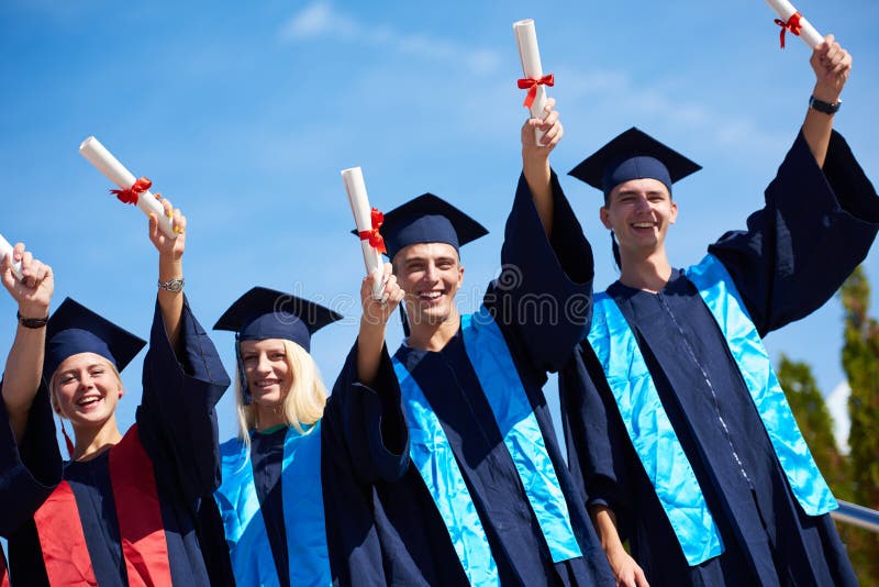 Young Graduates Students Group Stock Image - Image of high, diploma ...