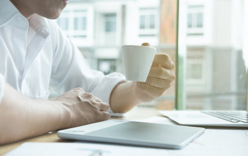 Young Graphic Designer Working with Computer. Creative Man Using Stock ...