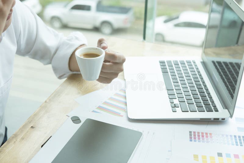 Young Graphic Designer Working with Computer. Creative Man Using Stock ...