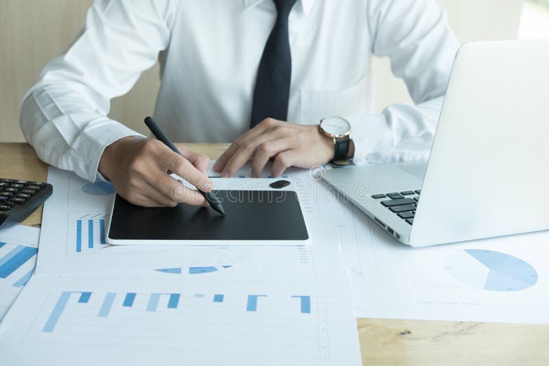 Young Graphic Designer Working with Computer. Creative Man Using Stock ...