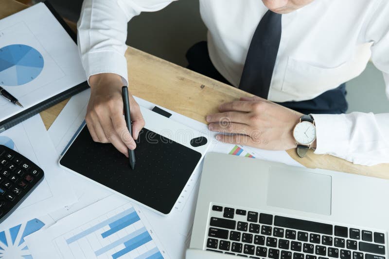Young Graphic Designer Working with Computer. Creative Man Using Stock ...