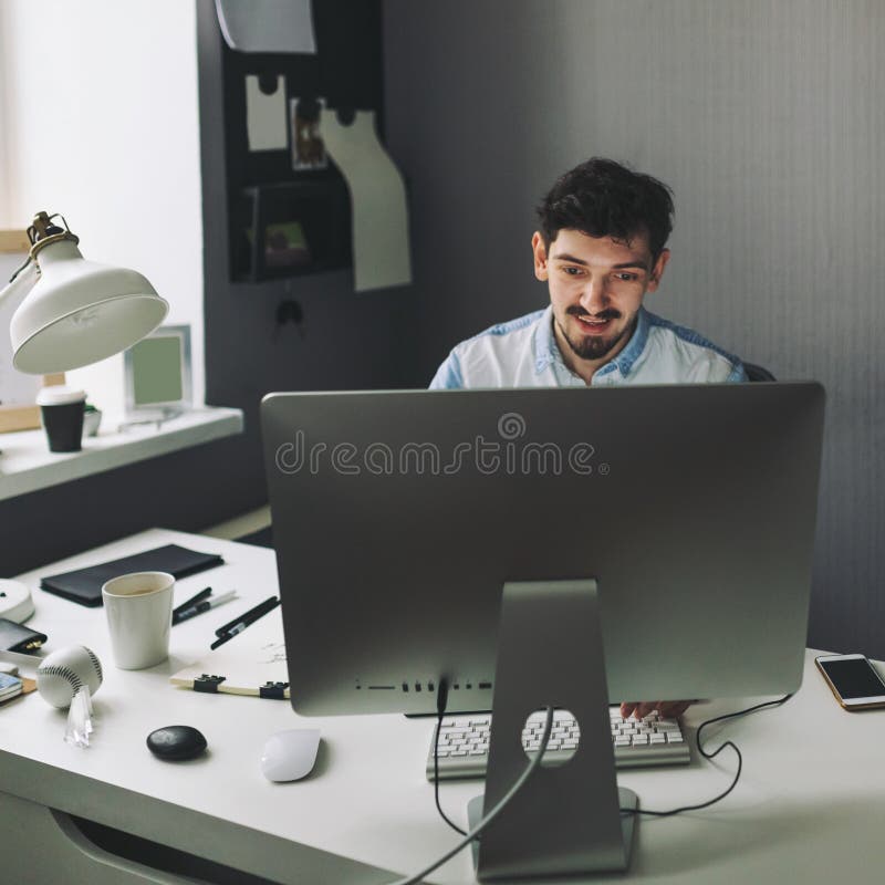 Young Graphic Designer Working in Office Stock Image - Image of ...