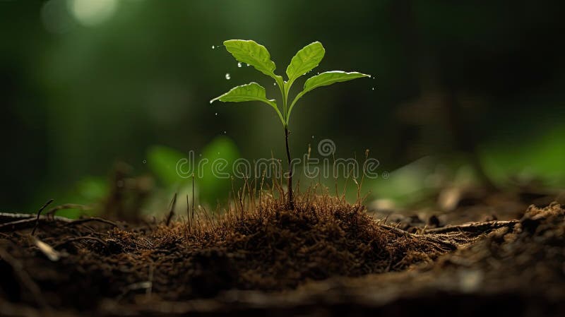 Young Green Plant Growing in the Soil. Ecology and Environment Concept ...