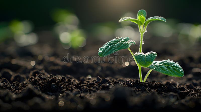 Young Green Plant Sprouting from Fertile Black Soil Stock Image - Image ...
