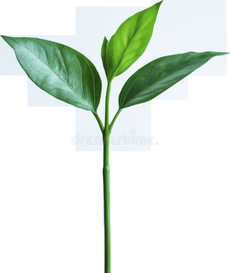 Young Green Plant with Three Leaves on Transparent Background Stock ...