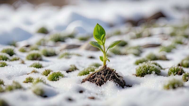 A Young Green Sprout Marks the End of Winter and the Start of Spring by ...