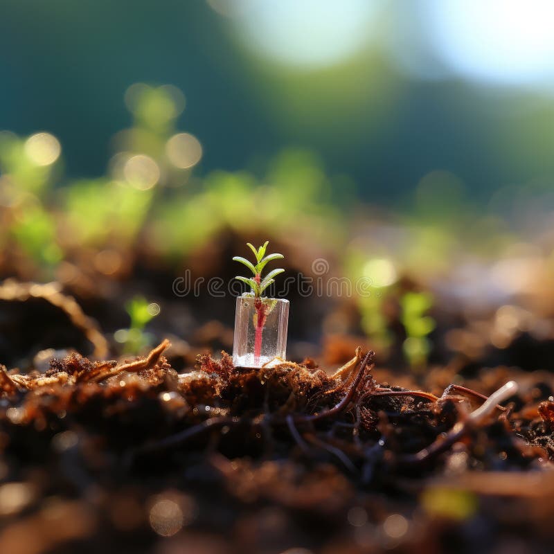 A Young Green Sprout of a Tree Has Grown in a Glass Bottle. Generative ...