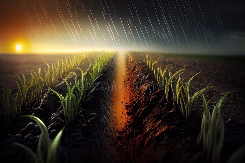 Young Green Sprouts Grow in the Ground, the Roots are Visible. AI ...