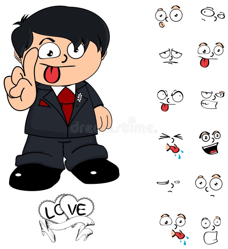 Young Groom Kid Cartoon Expressions Set Stock Vector - Illustration of ...