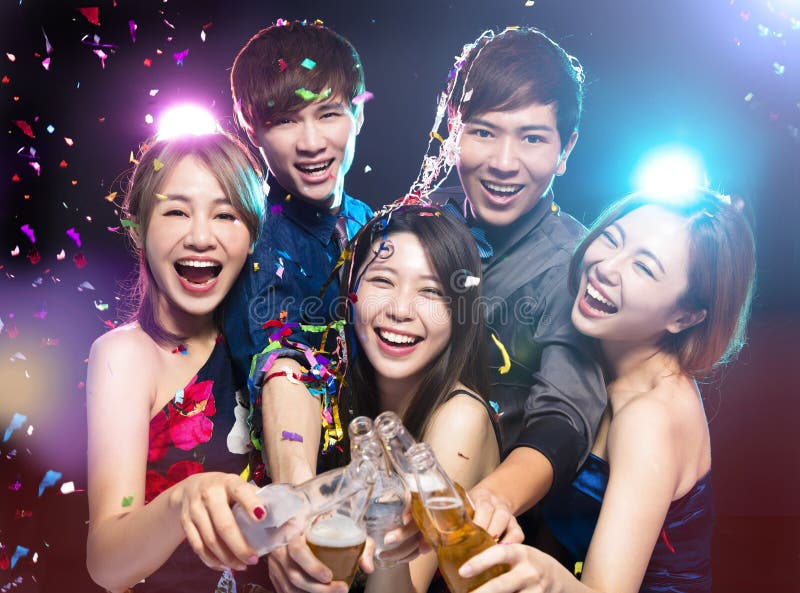 Young Group Enjoying Party and Having Fun Stock Image - Image of ...