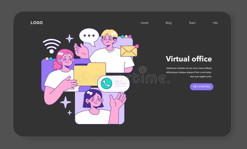 Young Group Enthusiastically Collaborates on a Digital Project. Flat ...