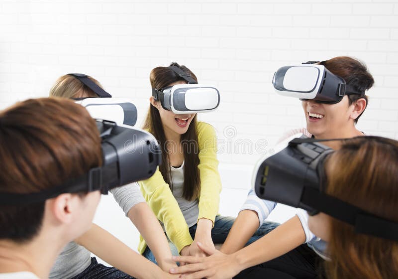 Young Group Having Fun with New Technology Vr Stock Photo - Image of ...