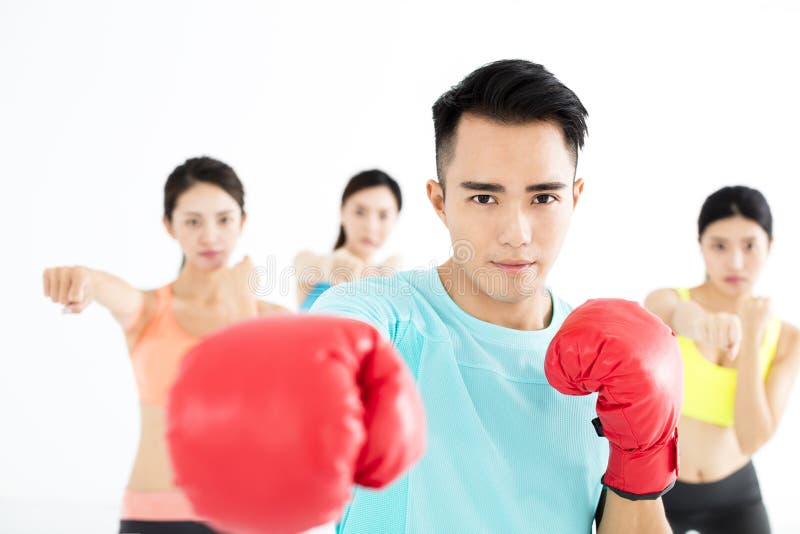 Young Group People in Boxing Class Stock Image - Image of person ...