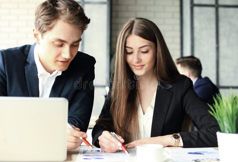 Young Group of People Doing Their Jobs on Laptop. Stock Image - Image ...
