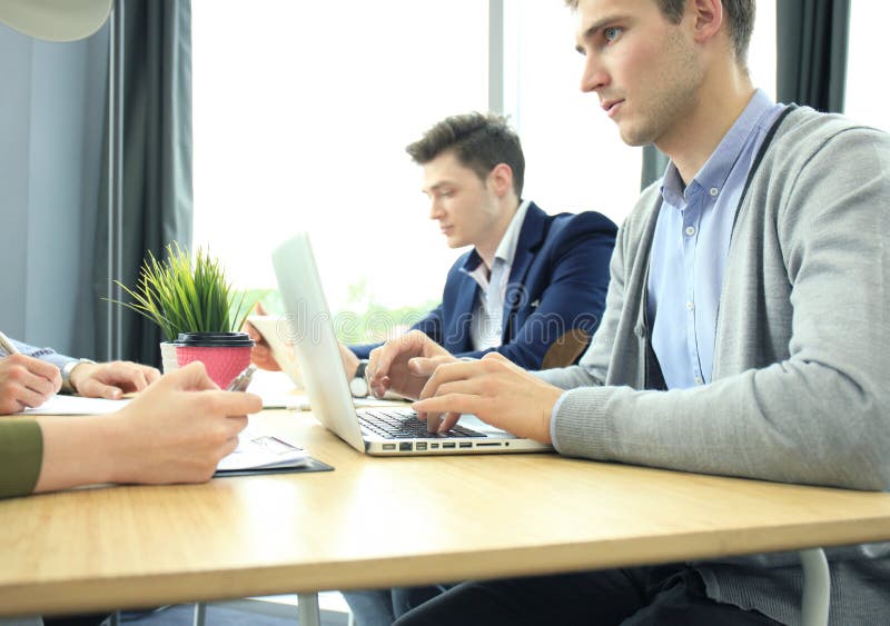 Young Group of People Doing Their Jobs on Laptop. Stock Image - Image ...