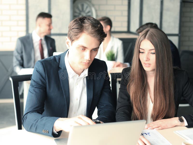 Young Group of People Doing Their Jobs on Laptop. Stock Image - Image ...