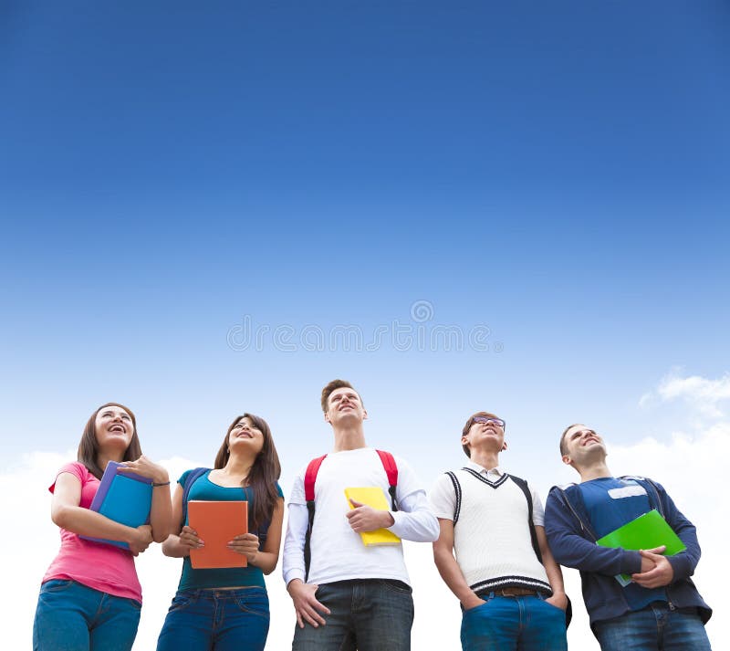 Young Group of Students Standing Together Stock Photo - Image of campus ...