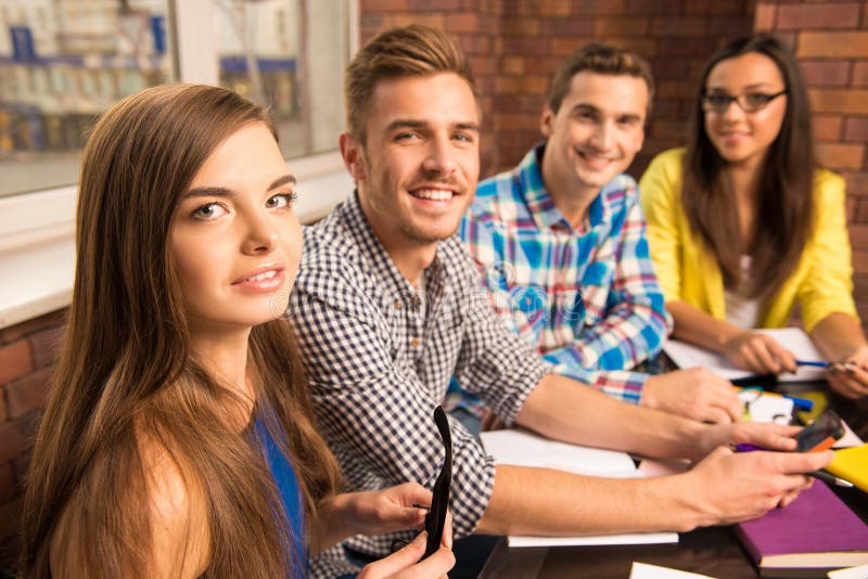 Young Group Working with a Business Project Stock Image - Image of ...