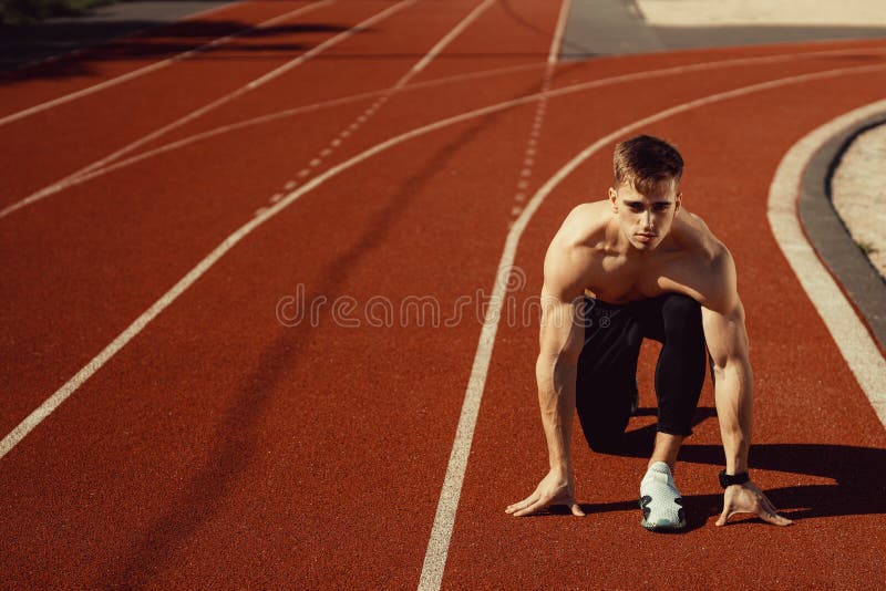 Young Guy with Athletic Body Getting Ready To Run Stock Photo - Image ...