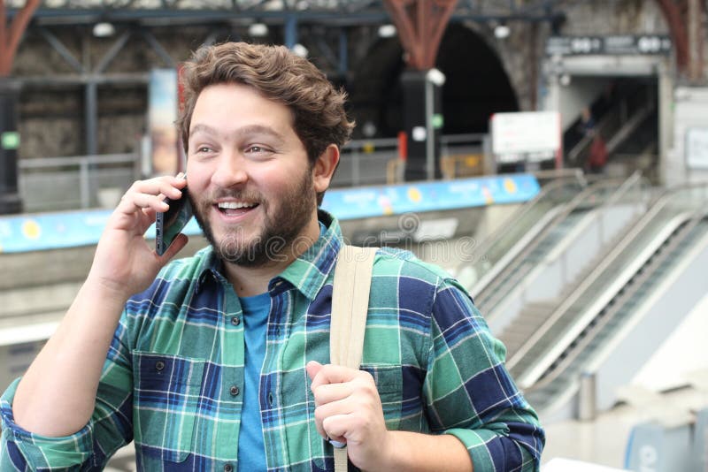 Young Guy Calling by Phone from the Airport Stock Image - Image of ...
