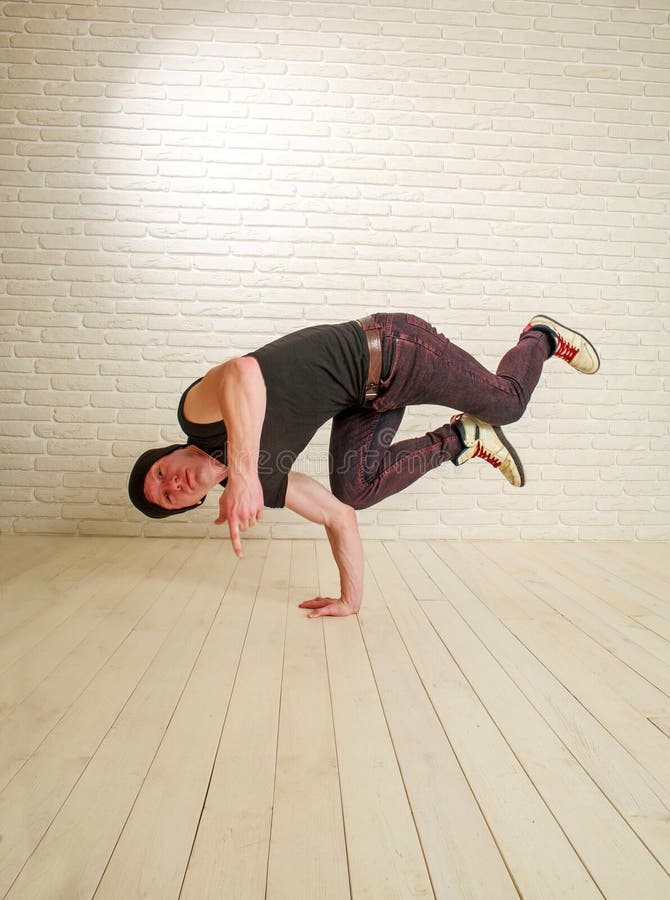 Young Guy in Casual Style Hip-hop and Breakdance Dancer Pose in Studio ...