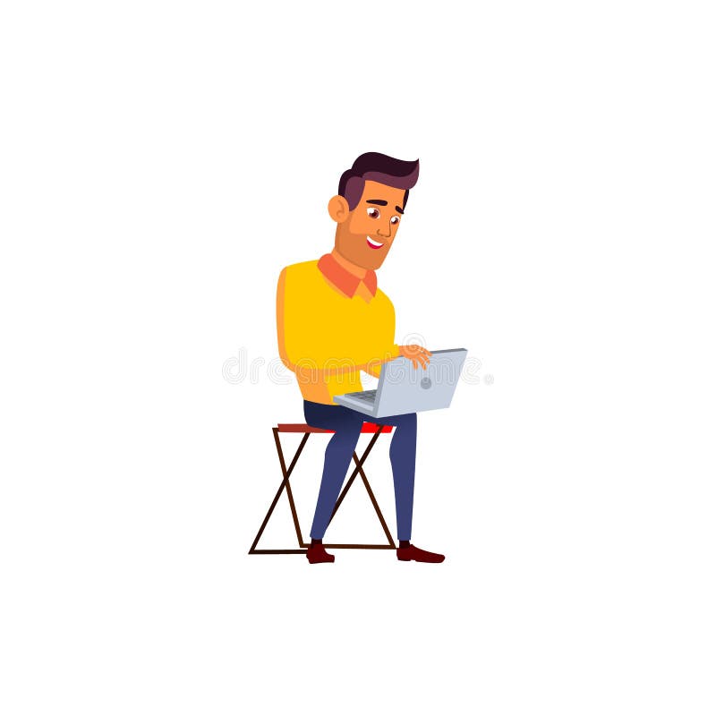 Young Guy Check E-mail on Laptop Cartoon Vector Stock Vector ...