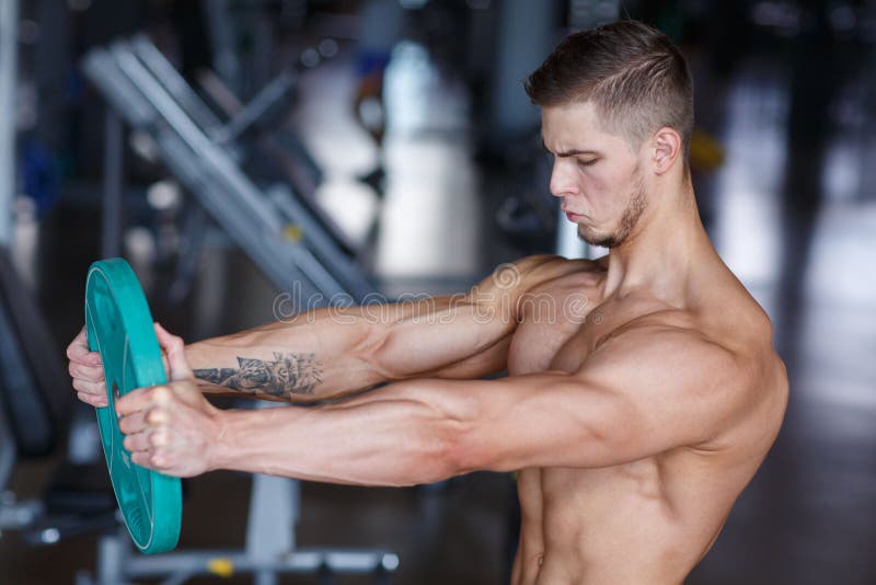 Bodybuilder Sideways Doing Weightlifting Gym Stock Photos - Free ...