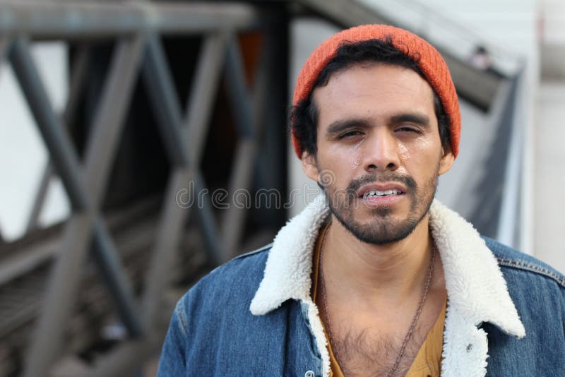 Young Guy Expressing Grief with Tears Stock Image - Image of male ...