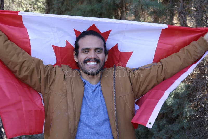 Canadian Man Holding His Flag Stock Photo - Image of ottawa, holding ...
