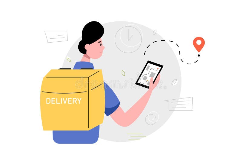 Young Guy Looking for a Fast Way in a Mobile Application. Fast Delivery ...