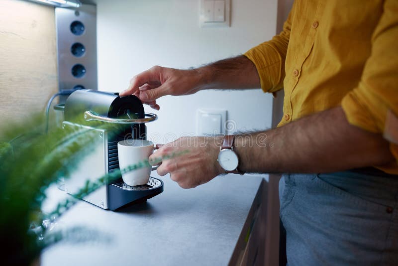 A Young Guy Making a Tea at the Kitchen. Routine, Morning Stock Photo ...