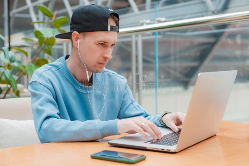 Young Guy Male Businessman Thinking about Online Project, Looking ...