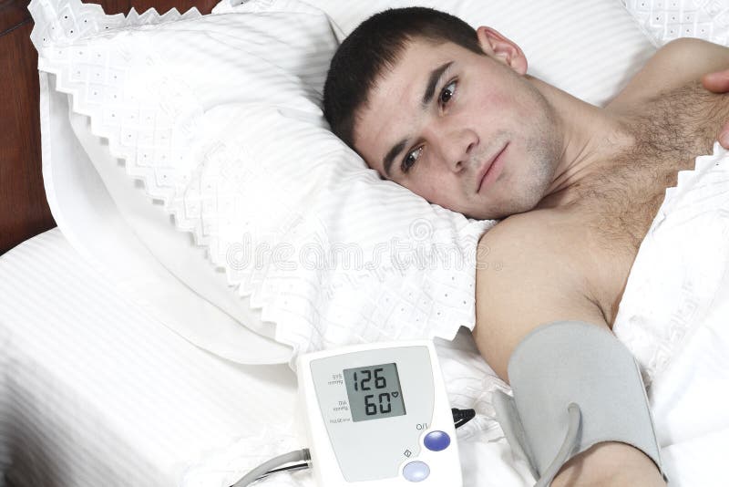 Young Guy Measures the Pressure Stock Image - Image of metering ...
