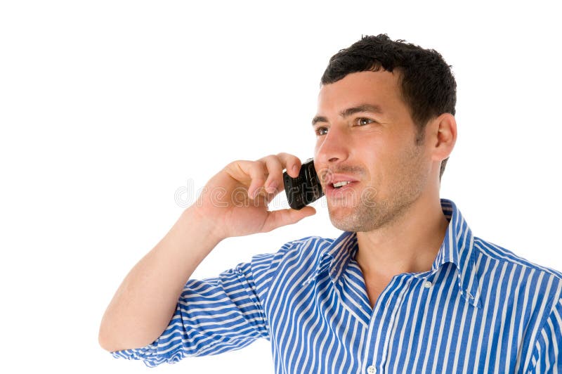 Young Guy on the Mobile Phone Stock Photo - Image of friendly ...