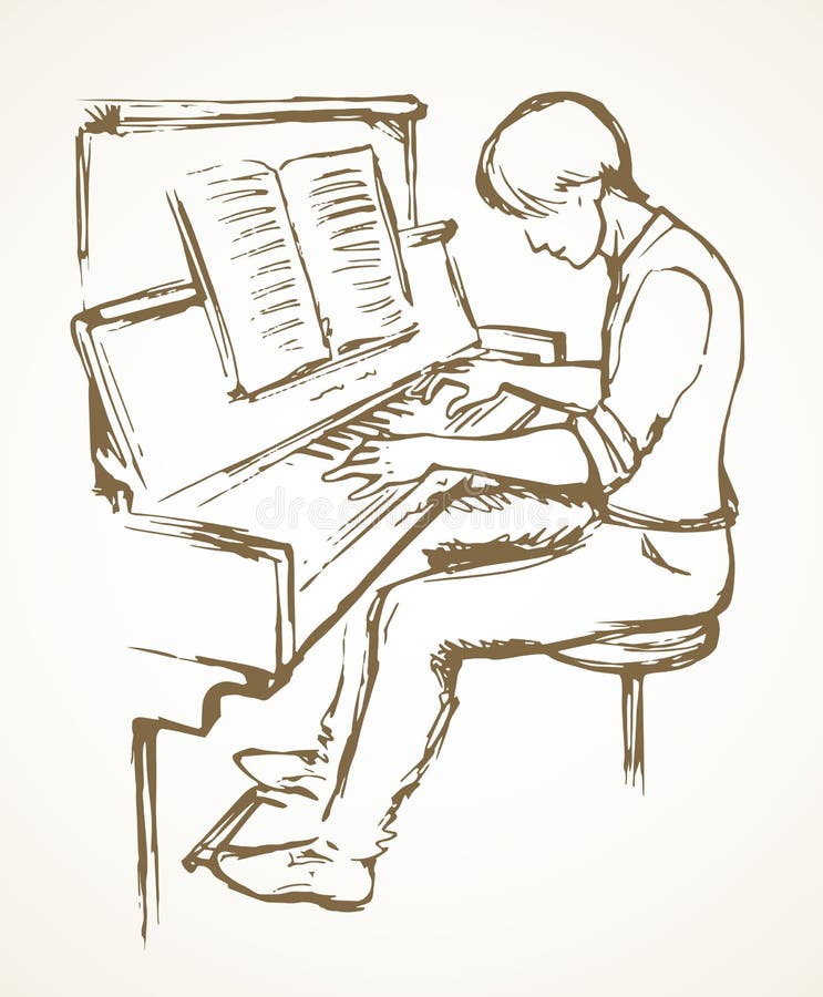 Playing Piano Drawing