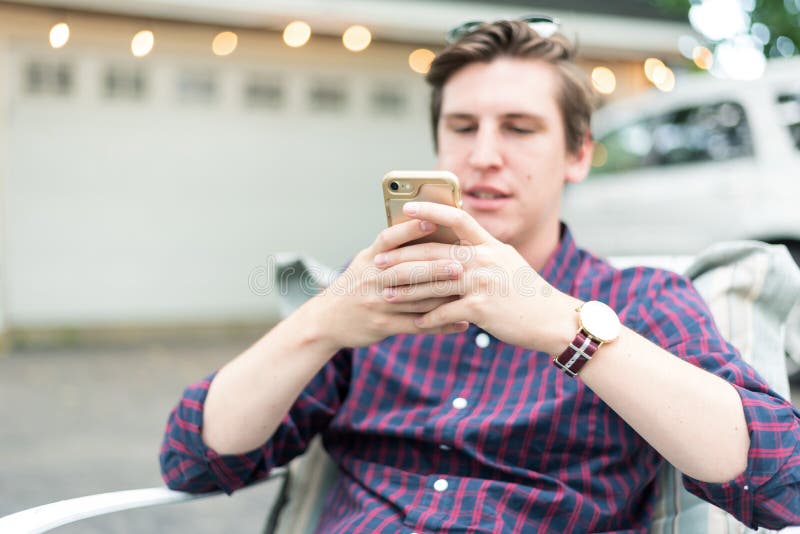 Young Guy Reading Text Message Stock Image - Image of attractive, adult ...