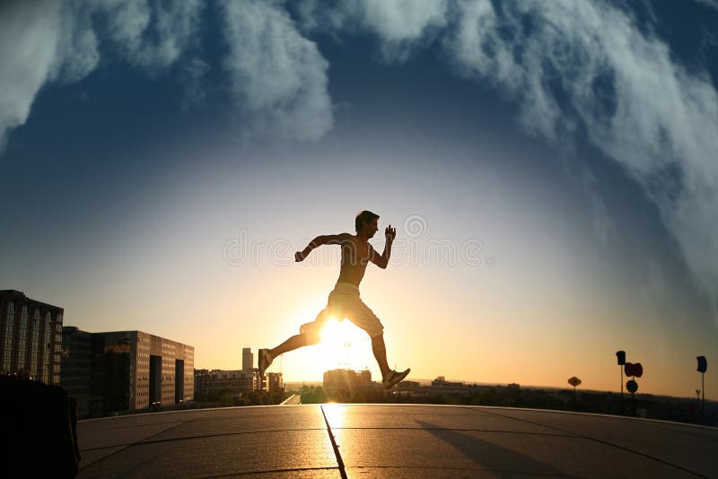 Young Guy Running during Sunset Stock Image - Image of daytime, fashion ...