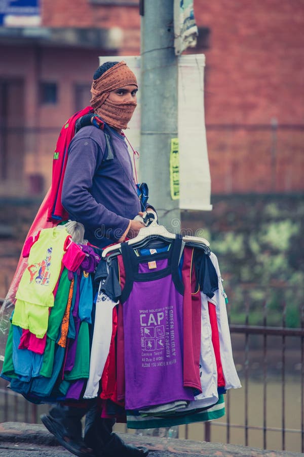 Young Guy Selling Clothes, Streetview Bhaktapur Editorial Stock Image ...