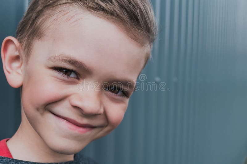 A Young Guy Smiles at the Camera Stock Image - Image of childhood ...