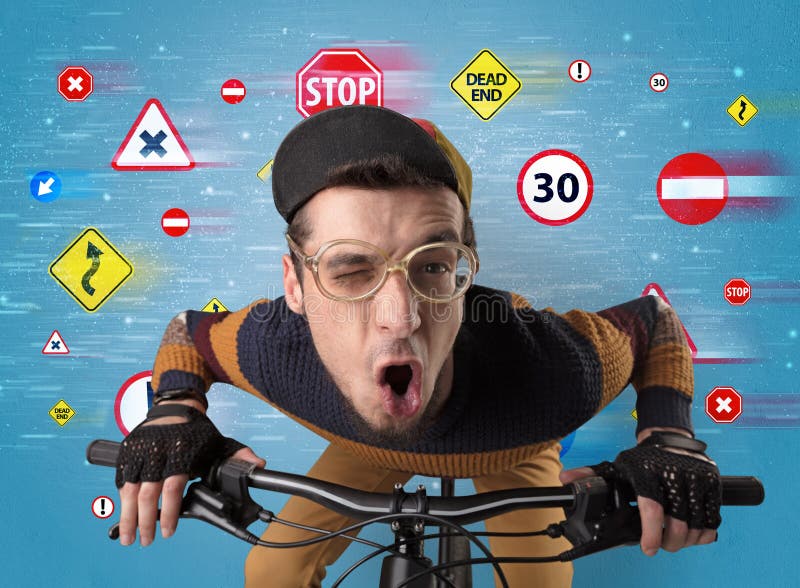 Stylish Biker with Highway Code Concept Stock Image - Image of extreme ...