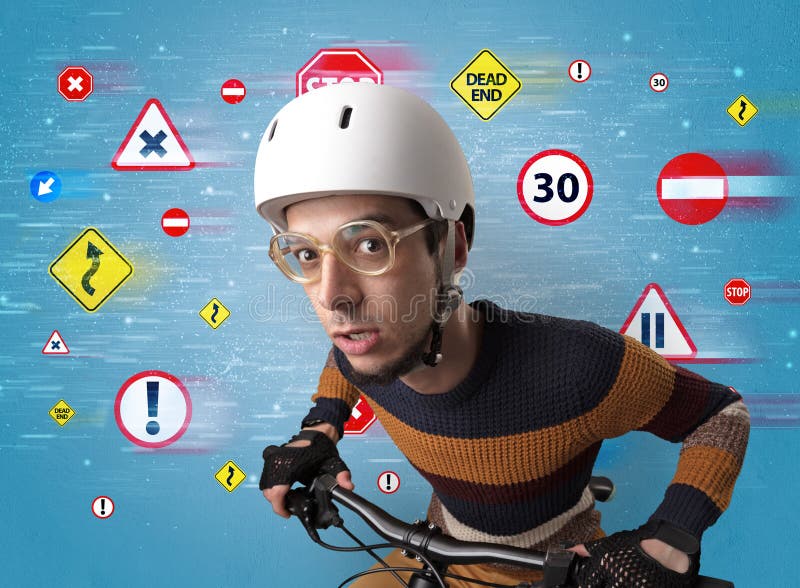 Stylish Biker with Highway Code Concept Stock Image - Image of fool ...
