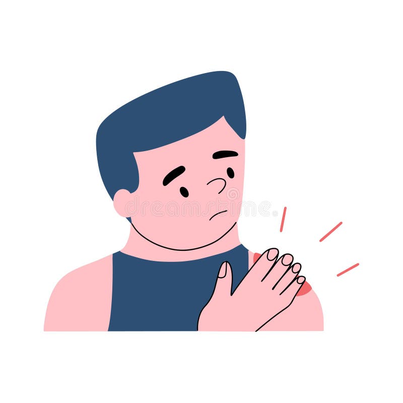 A Young Guy is Suffering from Shoulder Pain. Trauma, Inflammation of ...