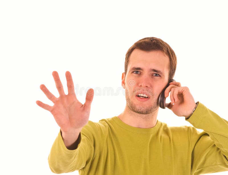 Young Guy Talking by Mobile Stock Photo - Image of giving, male: 4899556