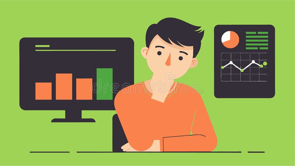 Young Guy Thinking: Analyzing Data Stock Image - Image of data, chart ...