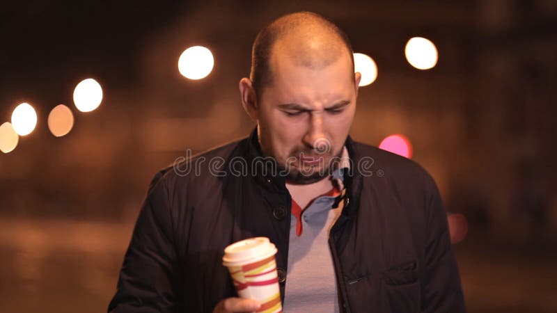Young Guy Tries Disgusting Coffee Posing in Front of the Camera Stock ...
