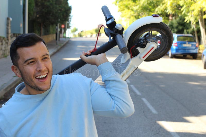 Young Guy Using Eco Friendly Transportation Stock Photo - Image of ride ...
